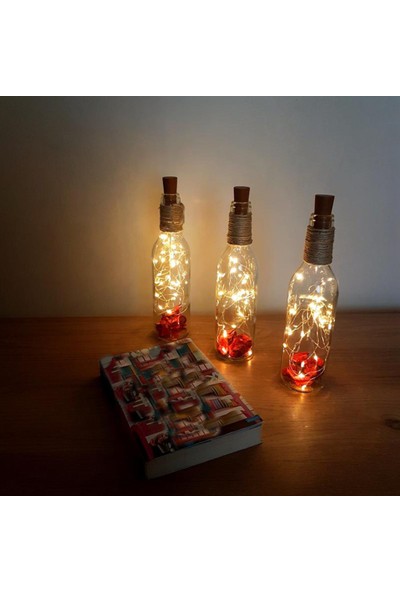 Yubbox Dekoratif LED Işıklı Cam Şişe Üçlü Set