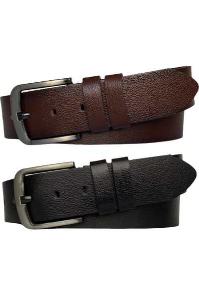 %100 Hakiki Tek Parça Kaliteli Deri 2'li Set Siyah, Koyu Kahverengi 4.5 cm Kot, Spor Kemer %100 Hakiki Tek Parça Kaliteli Deri 2'li Set Siyah, Koyu Kahverengi 4.5 cm Kot, Spor Kemer