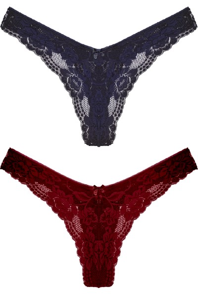 Hnx 2'li Dantelli Brazil Kadın Tanga Külot