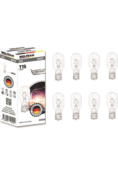 Wolfram T15 W16W Dipsiz Ampul 10'lu Wolfram T15 W16W Dipsiz Ampul 10'lu