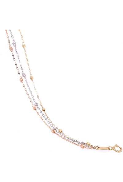 Altın Köşe Dorika Altın Bileklik 3 Sıra 3 Renk 14 Ayar