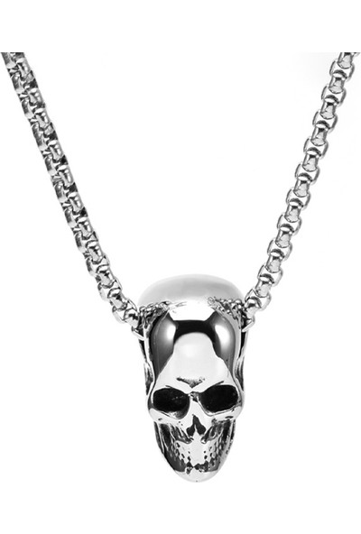 Chavin Gri Kuru Kafa Çelik Erkek Kolye ER36BY Chavin Gri Kuru Kafa Çelik Erkek Kolye ER36BY