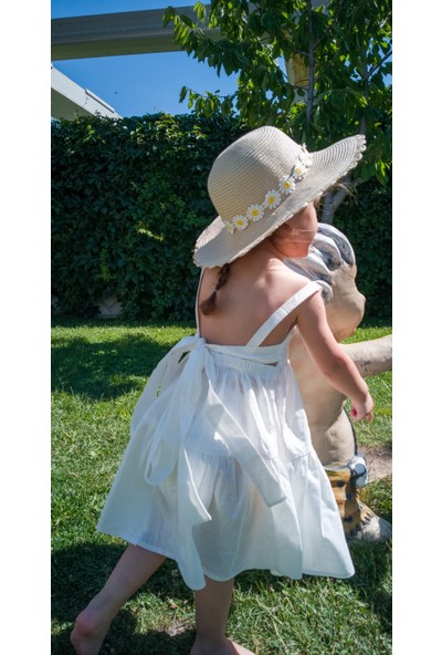 Sedlike Beyaz Keten Elbise