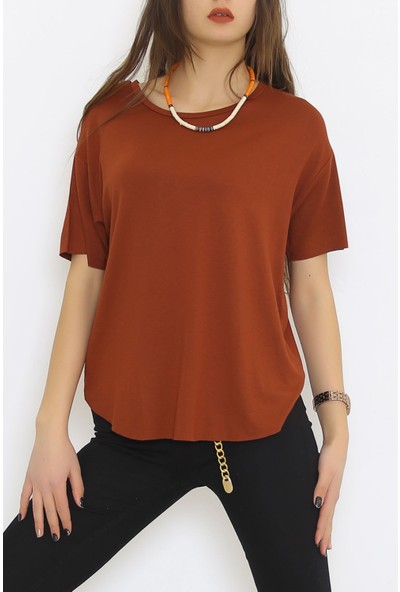 Eteği Oval Bluz Kahve - 1653.1095. Eteği Oval Bluz Kahve - 1653.1095.