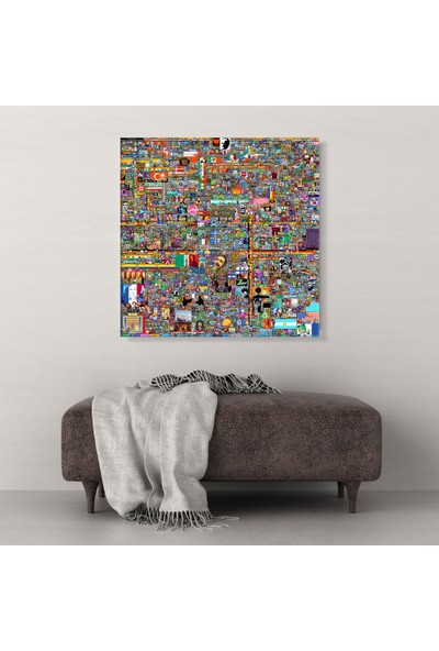 Dekoratif Market Reddit R Place 2022 Kanvas Tablo 60X60 cm