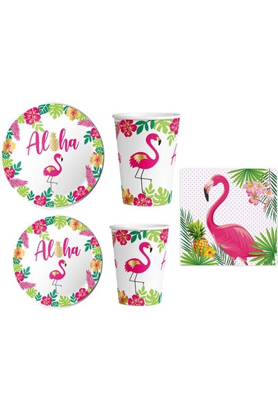 Pandoli Flamingo Temalı Aloha Havai Konsept 16 Kişilik Tabak Bardak Peçete Set 48 Parça Pandoli Flamingo Temalı Aloha Havai Konsept 16 Kişilik Tabak Bardak Peçete Set 48 Parça