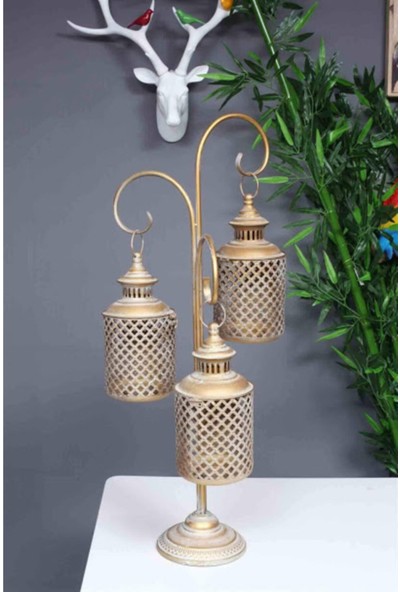 Antik Gold Ayaklı 3'lü Mumluk Antik Gold Ayaklı 3'lü Mumluk