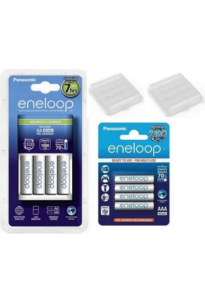 Panasonic Eneloop Advanced Şarj Cihazı + 4*1900 Mah Aa + 4*750 Mah Aaa Şarj Edilebilir Pil + Pil Kutusu Panasonic Eneloop Advanced Şarj Cihazı + 4*1900 Mah Aa + 4*750 Mah Aaa Şarj Edilebilir Pil + Pil Kutusu