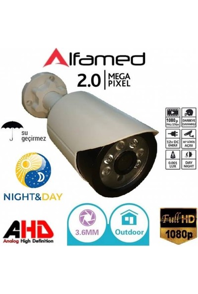 Alfamed 1080P 2mp Ahd 6 Atom LED Bullet Güvenlik Kamerası AL-1054 Alfamed 1080P 2mp Ahd 6 Atom LED Bullet Güvenlik Kamerası AL-1054