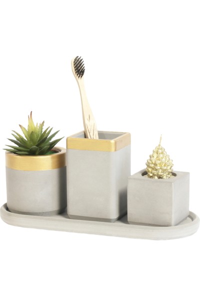 Betonmall Beton Banyo Seti Diş Fırçalık