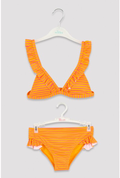 Penti Çok Renkli Kız Çocuk Stripe Frill Triangle Bikini Set Penti Çok Renkli Kız Çocuk Stripe Frill Triangle Bikini Set