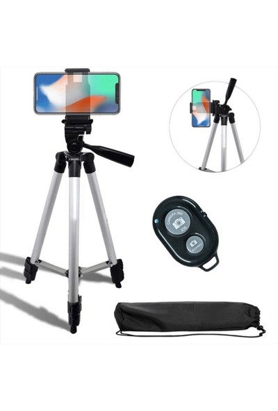 Profesyonel Fotoğraf Video Çekimi Bluetooth Kumandalı 106 cm Tripot Telefon Tutucu Yotuber Facetime Profesyonel Fotoğraf Video Çekimi Bluetooth Kumandalı 106 cm Tripot Telefon Tutucu Yotuber Facetime