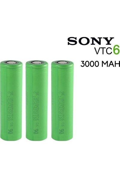 Sony Vtc6 18650 3.7V 3000 Mah Li-Ion Pil / 3ADET Pil + 2ADET Pil Kutusu Sony Vtc6 18650 3.7V 3000 Mah Li-Ion Pil / 3ADET Pil + 2ADET Pil Kutusu