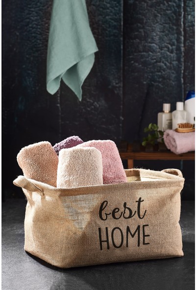 Serstil Dikdörtgen Baskılı Jüt Sepet - Büyük 30 x 44 x 24 cm