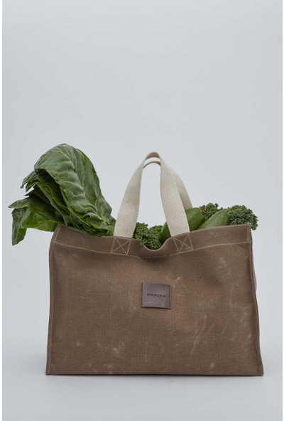 Manuka Yıkama Efektli Large Kanvas Çanta Kahve