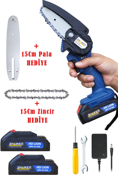 20 V 2 Ah Akülü Dal Kesme Budama Testere Bıçkı Makinası Çift Akülü Çantalı 20 V 2 Ah Akülü Dal Kesme Budama Testere Bıçkı Makinası Çift Akülü Çantalı