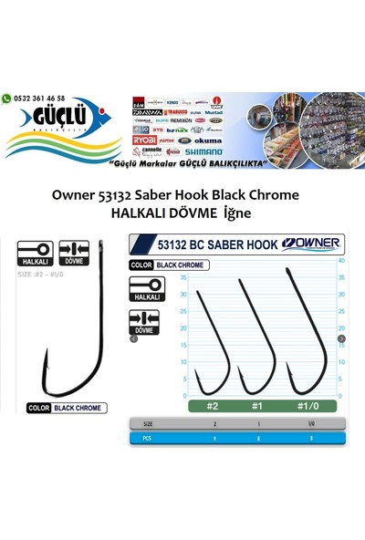 Owner Halkalı Olta Iğnesi Owner 53132 Black Chrome Çeşitli Ölçülerde Owner Halkalı Olta Iğnesi Owner 53132 Black Chrome Çeşitli Ölçülerde