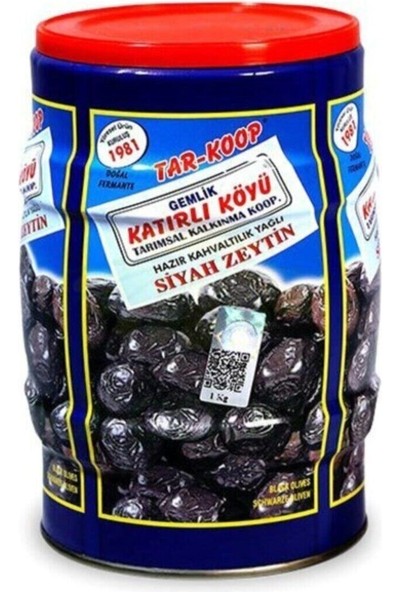 Tar-Koop Katırlı Siyah Zeytin Teneke 1 kg Tar-Koop Katırlı Siyah Zeytin Teneke 1 kg