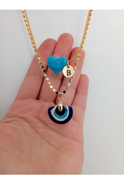 Murano Nazar-Mavi Kalp Kolye Murano Nazar-Mavi Kalp Kolye