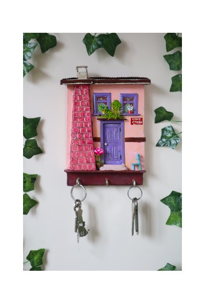 Mory Design Store Minyatür El Yapımı Ahşap Pembe Ev Dekoratif Anahtar Askılık Mory Design Store Minyatür El Yapımı Ahşap Pembe Ev Dekoratif Anahtar Askılık