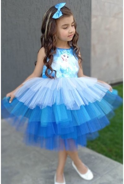 Abiye Kids Elsa Mavi Çocukabiye Kostüm