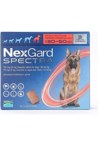 Nexgardspectra 30-60 kg Köpekler Için Iç Diş Çiğnenebilir Paraziter Tablet 1 Kutu 3 Tablet Nexgardspectra 30-60 kg Köpekler Için Iç Diş Çiğnenebilir Paraziter Tablet 1 Kutu 3 Tablet