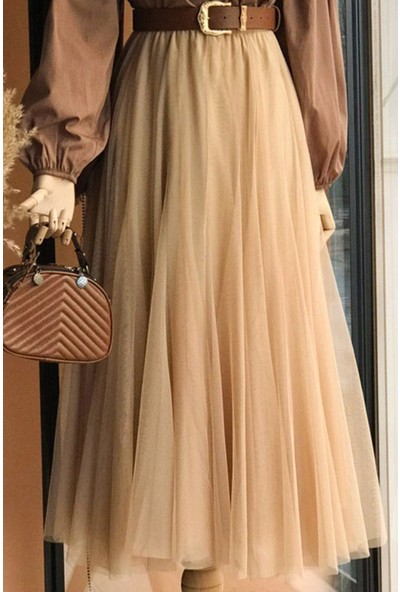 Defnece Butik Beli Lastikli Tül Etek