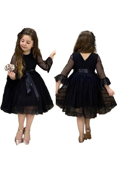 Bir Pembe Bir Mavi Kız Çocuk Tüllü Abiye