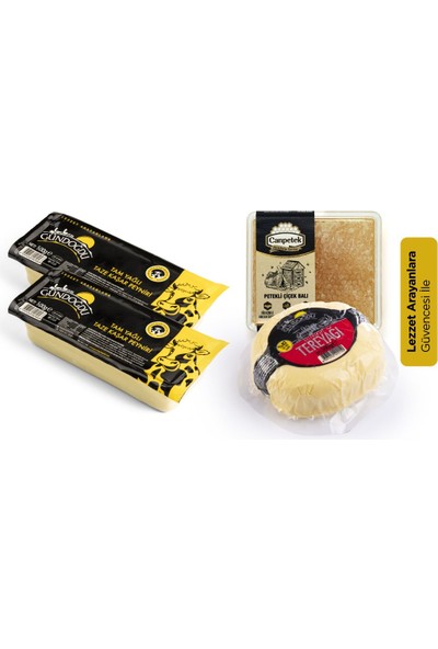 Gündoğdu Tam Yağlı Taze Kaşar 500GR + Canpetek 400GR Anadolu Petek Balı + Gündoğdu 500GR Tereyağı Gündoğdu Tam Yağlı Taze Kaşar 500GR + Canpetek 400GR Anadolu Petek Balı + Gündoğdu 500GR Tereyağı