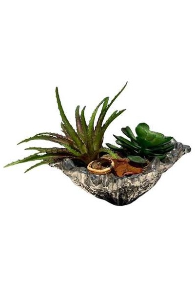 Klas Home Decor Buruşuk Döküm Gümüş Saksılı Aranjman Klas Home Decor Buruşuk Döküm Gümüş Saksılı Aranjman