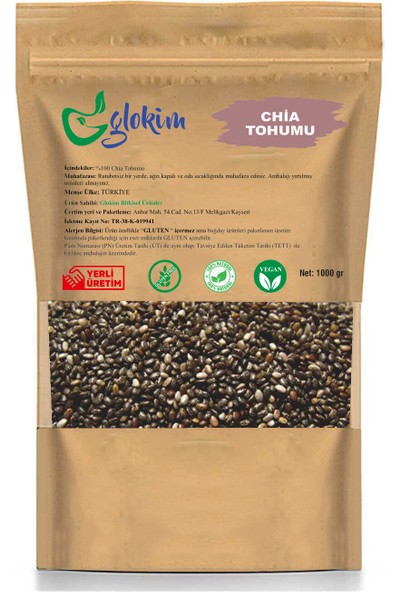 Glokim Chia Tohumu 1000 gr Glokim Chia Tohumu 1000 gr