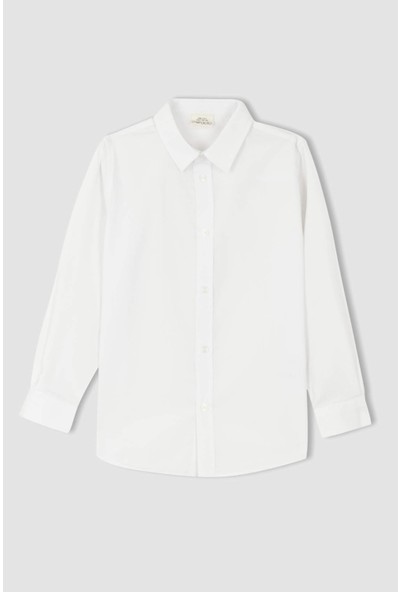 DeFacto Erkek Çocuk Regular Fit Polo Yaka Poplin Uzun Kollu Gömlek Y1302A622AU