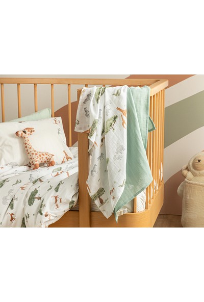 English Home Safarı Pamuk Müslin Bebe Müslın Set 65X65 cm Yeşil
