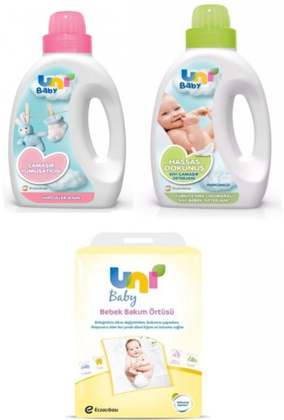 Uni Baby Sensitive Deterjan+Hipoalerjenik Yumuşatıcı+Bebek Bakım Örtüsü Uni Baby Sensitive Deterjan+Hipoalerjenik Yumuşatıcı+Bebek Bakım Örtüsü