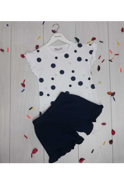 Kız Çocuk Puantiyeli Şortlu Takım