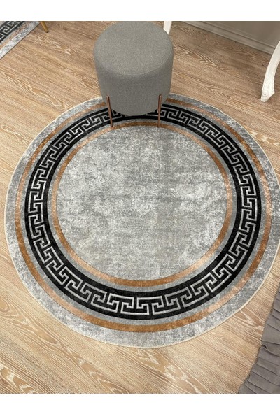 Brillant Klasik Desen Yuvarlak Clorisa Çizgili Lateks Deri Taban Saçaksız Salon Halısı