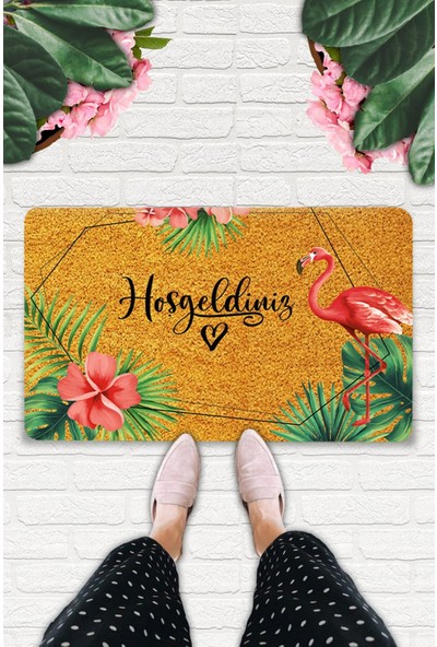Uygur Home Hoşgeldiniz Flamingo Temalı Coco Görünümlü Dekoratif Kapı Önü ve İç Mekan Paspası Uygur Home Hoşgeldiniz Flamingo Temalı Coco Görünümlü Dekoratif Kapı Önü ve İç Mekan Paspası
