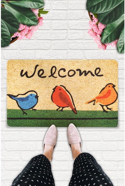Kuşlar Temalı Dekoratif Kapı Önü ve Iç Mekan Paspası