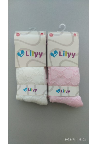Meriç Bebe Kalp Desenli Yıkamalı ve Parfümlü %100 Pamuk 2 Li Set Kız Çocuk Külotlu Çorap
