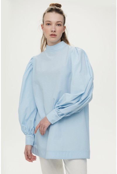Manuka Yüksek Yakalı Tunik Mavi