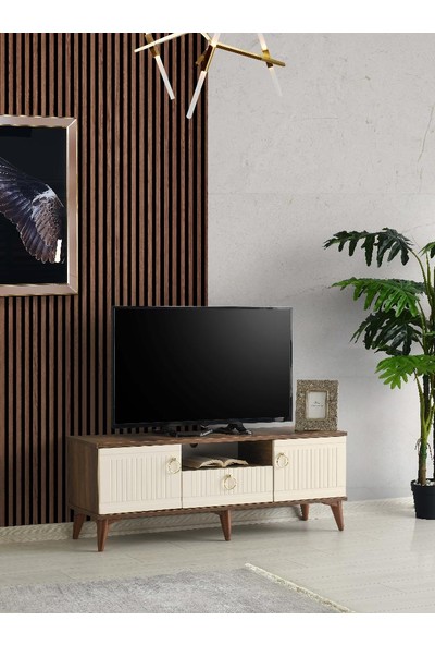 Mapa Home & Living Mdf Mebran Kapak Tv Sehpası Barok Ceviz - Krem 110 cm Mapa Home & Living Mdf Mebran Kapak Tv Sehpası Barok Ceviz - Krem 110 cm
