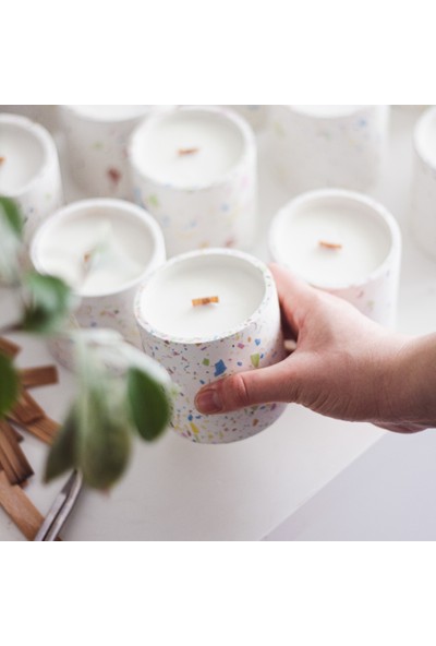 Terrazzo Desenli Yasemin Kokulu Dekoratif Beton Soya Mumu