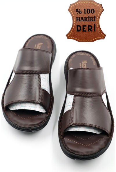 Erkek Hakiki Deri Masajlı Taban Kahverengi Terlik Erkek Hakiki Deri Masajlı Taban Kahverengi Terlik