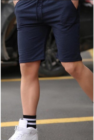Black Sokak Erkek Lacivert Düz Şort