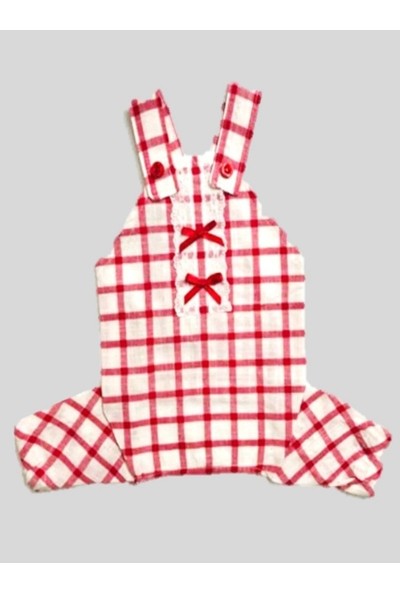 Kırmızı Ekose Salopet Tulum