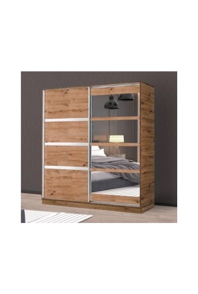 Lilia Mobilya Linden Ceviz Sürgülü Dolap