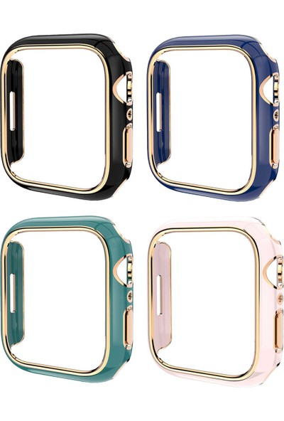 Ekolaks Apple Watch Edition 5.nesil 44MM 360 Tam Korumalı Golden Altın Çerçeve Dizayn Ekran Koruyucu
