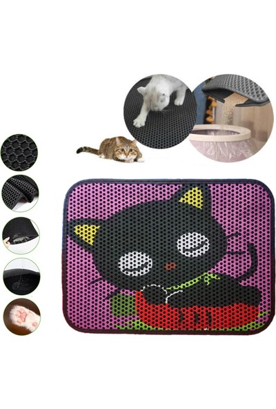 Woisco Desenli Elekli Kedi Tuvaleti Önü Paspası, Kum Toplayıcı, Yıkanabilir, 60 x 45 cm Woisco Desenli Elekli Kedi Tuvaleti Önü Paspası, Kum Toplayıcı, Yıkanabilir, 60 x 45 cm