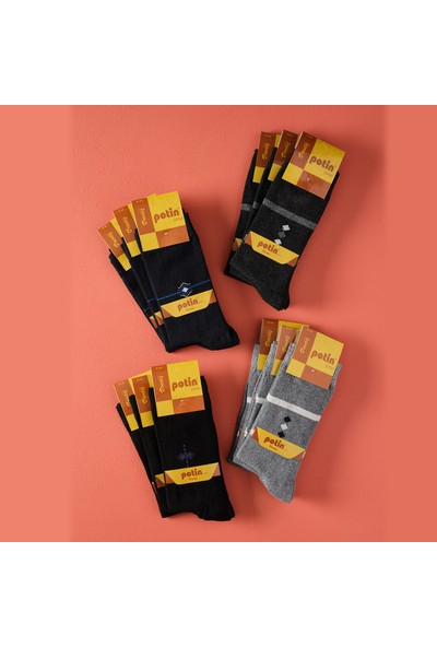 Potin 12'li Çember Desenli Erkek Çorabı