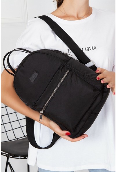 Kadın Siyah Su Geçirmez Kumaş Ayarlanabilir Askılı Yumuşak Dokulu Çanta Sırt Çantası Kadın Siyah Su Geçirmez Kumaş Ayarlanabilir Askılı Yumuşak Dokulu Çanta Sırt Çantası